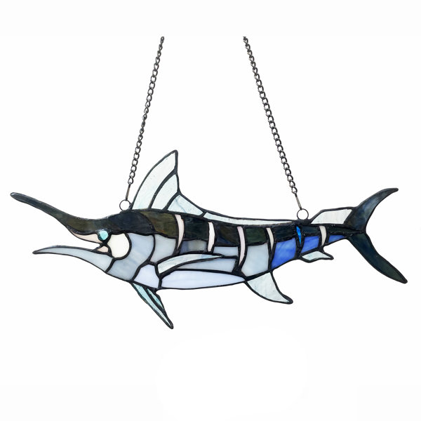Dovecove Swordfish Stained Glass Window Panel | Wayfair
